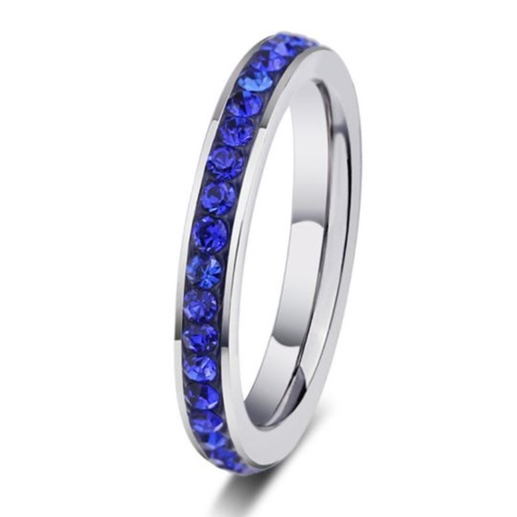 Jewelry | Titanium Stainless Steel Ring Blue Cz Inlay Sz 1 | Poshmark